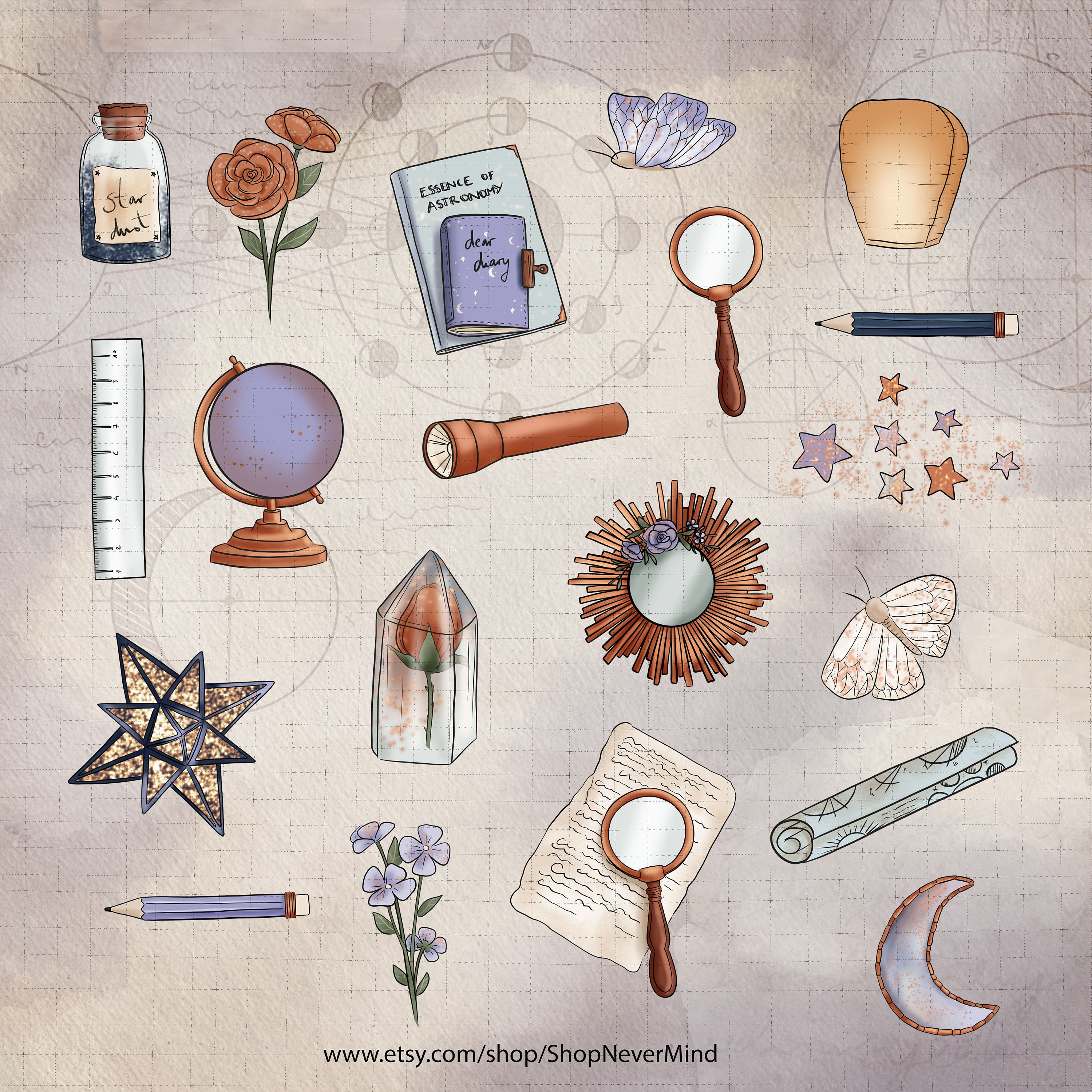 Stars Clipart Kit Galaxy Clip Art Set Commercial Use Starry - Etsy