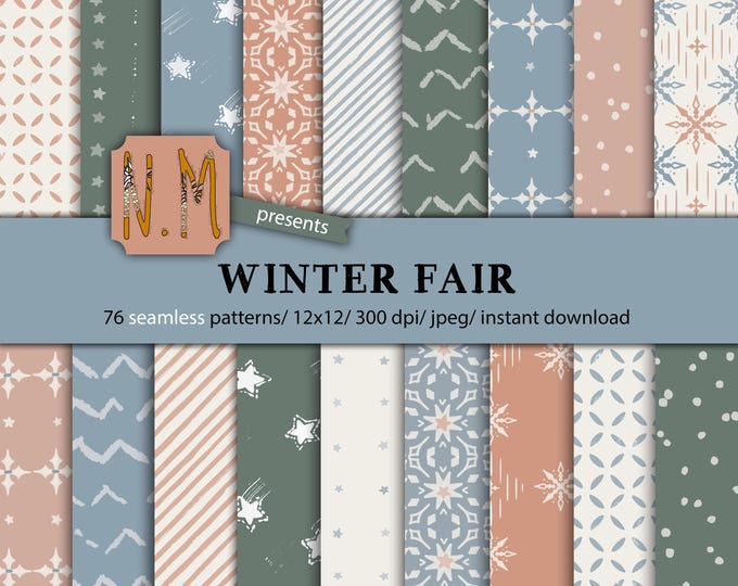 Winter Wonderland Paper Pack Cozy Winter Digital Pattern Christmas ...