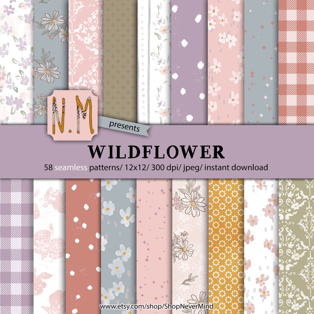 Spring Paper Pack Spring Flowers Digital Pattern Commercial Use Floral ...