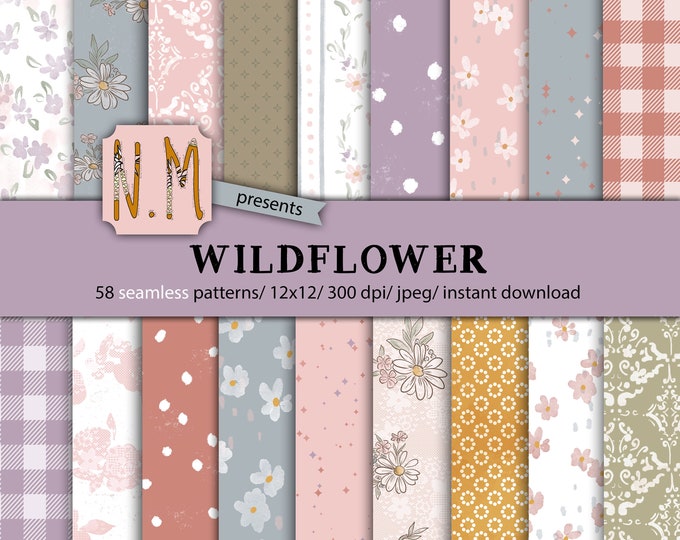 Spring Paper Pack Spring Flowers Digital Pattern Commercial - Etsy