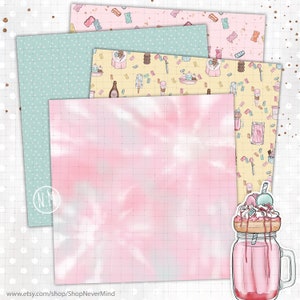 Ice Cream Digital Paper Pack Pink Ice Cream Shop Digital Pattern ...