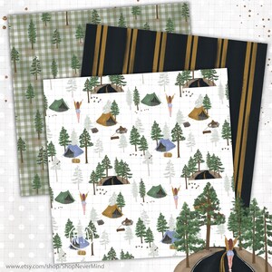 Camping Digital Paper Pack Camping Trip Forest Paper Pattern Commercial ...