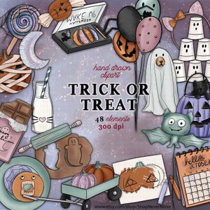 Halloween Clipart Kit Pastel Halloween Clipart Set Commercial Use Trick ...