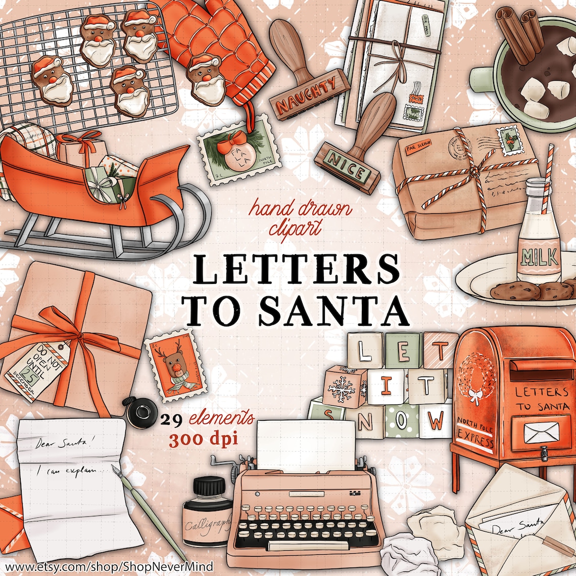 Christmas Clipart Kit Commercial Use Letters to Santa Clipart - Etsy