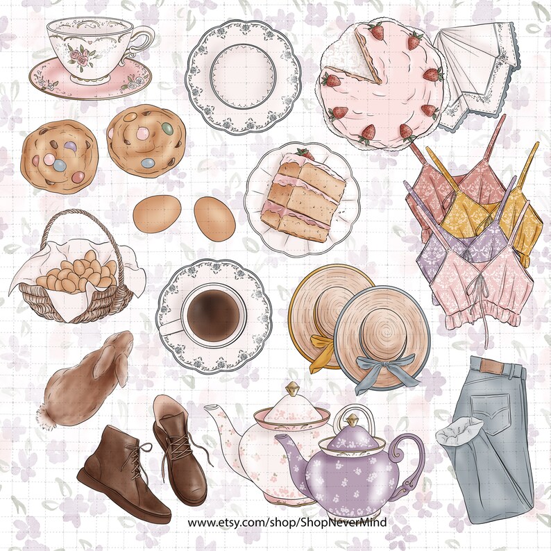 Easter Clipart Kit Cottagecore Easter Clipart Wildflower Spring Clipart ...