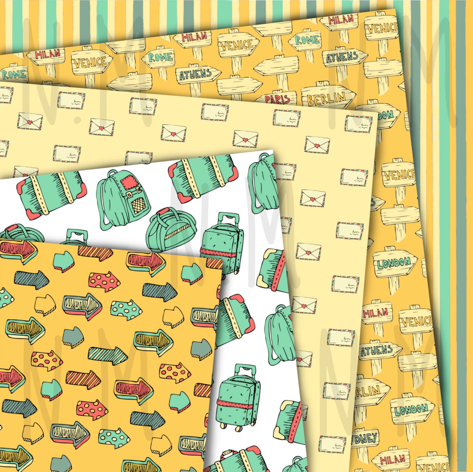 Cute Travel Digital Paper Pack Travel Digital Pattern Cute - Etsy