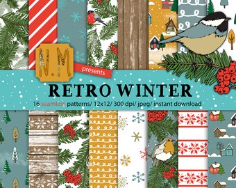 Christmas Paper Pack Commercial Use Winter Snow Digital Paper | Etsy