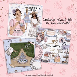Tea Party Digital Paper Pack Pink Tea Party Digital Pattern Commercial ...