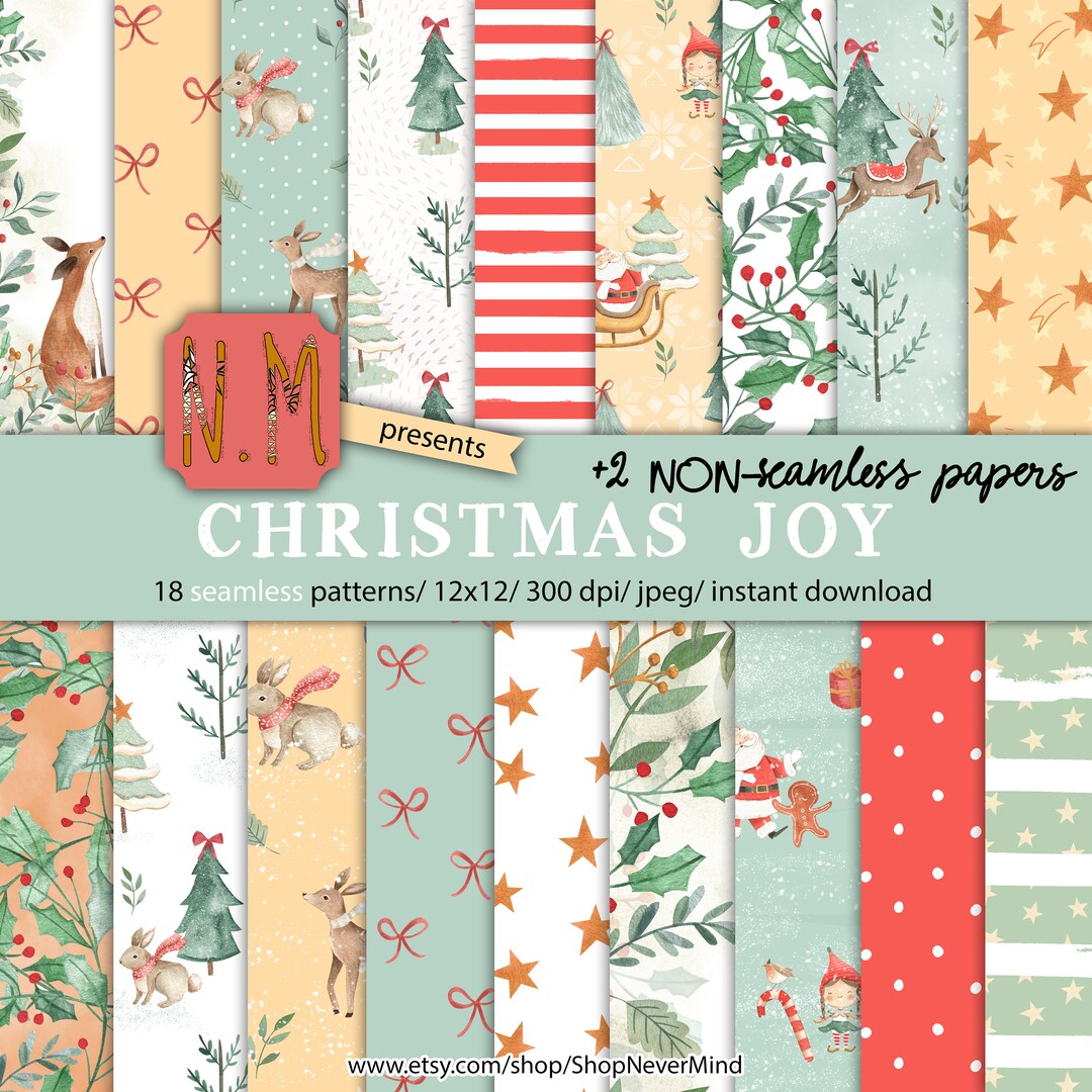 Christmas Digital Paper Pack Commercial Use Christmas Digital Pattern ...
