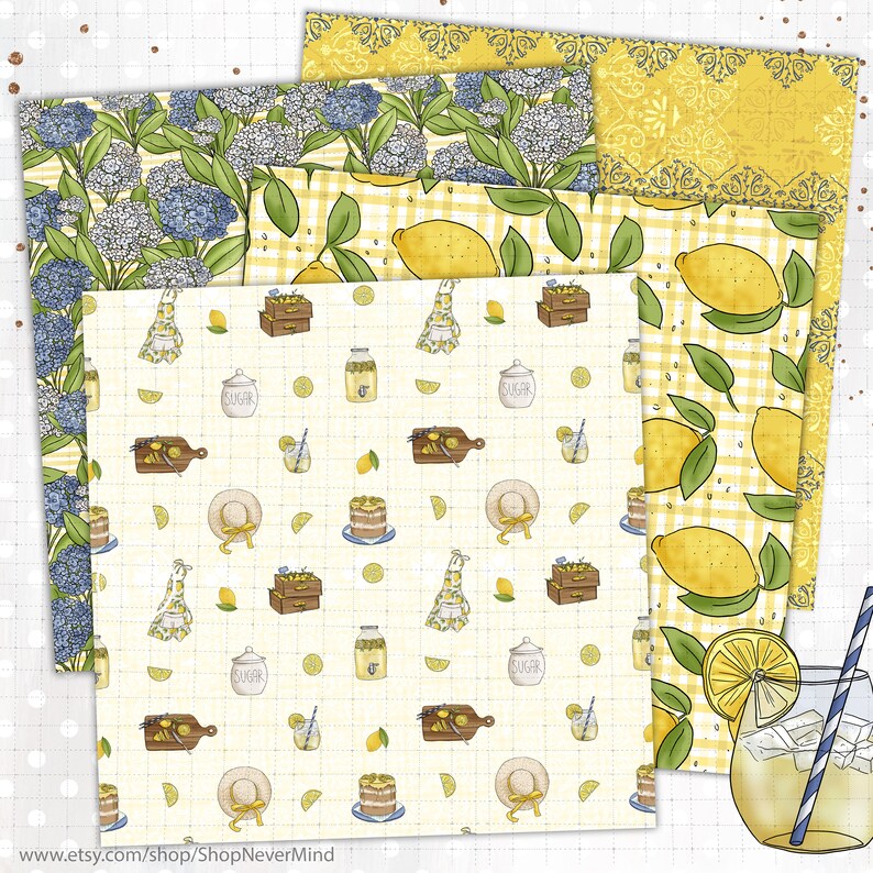 Lemonade Digital Paper Pack Lemonade Stand Digital Pattern | Etsy