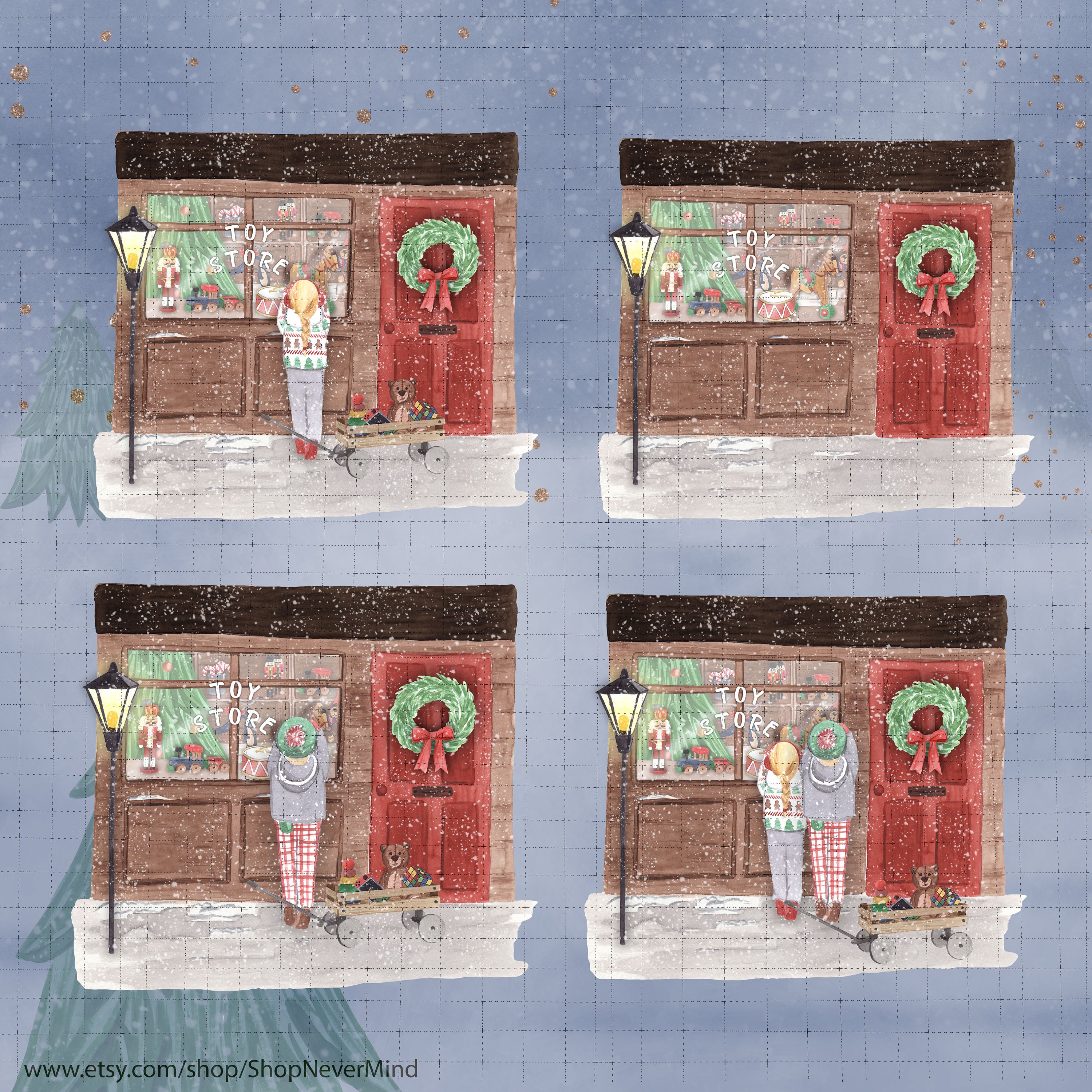 Christmas Toy Store Clip Art Kit Commercial Use Winter Scene - Etsy