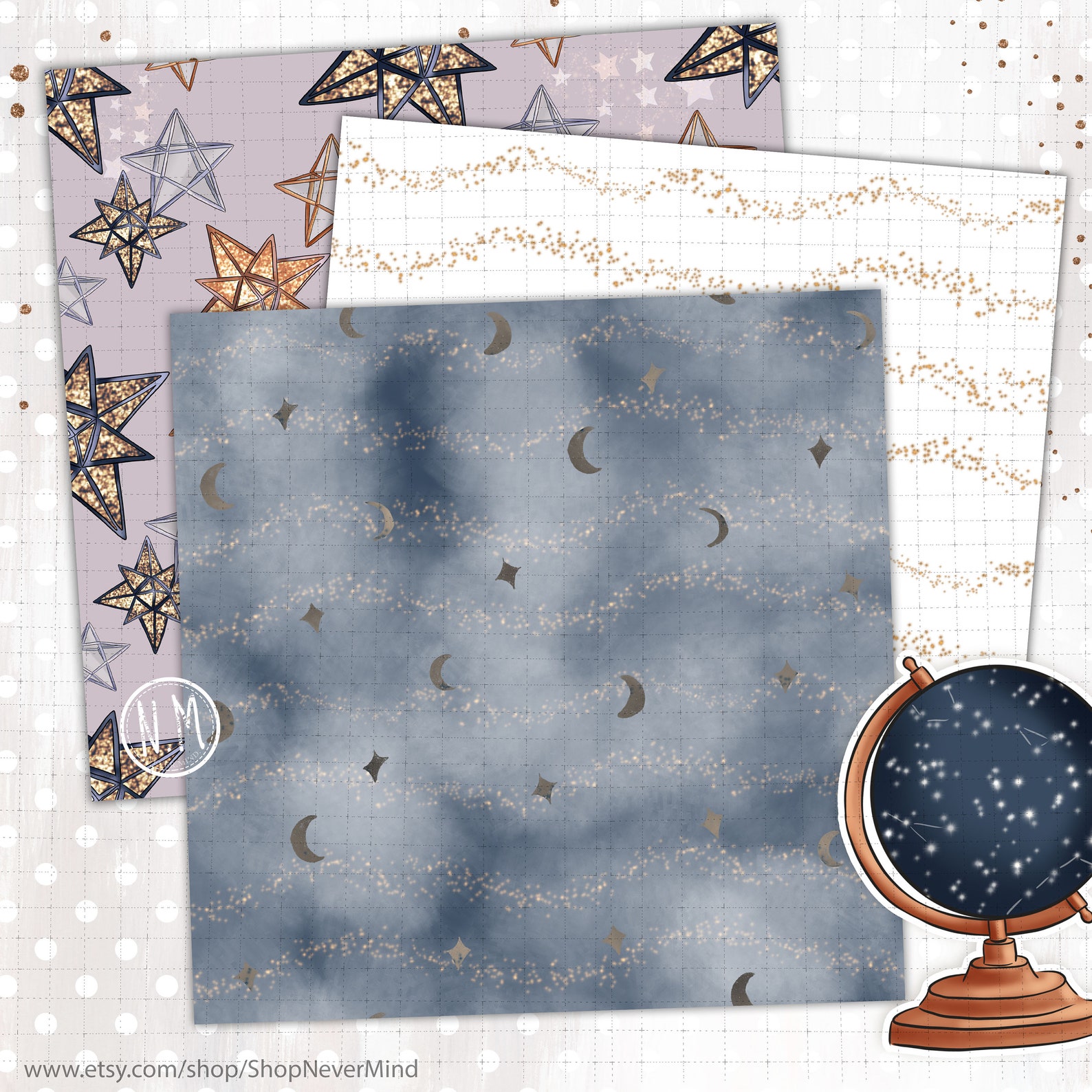 Stars Digital Paper Pack Galaxy Digital Pattern Night Sky | Etsy