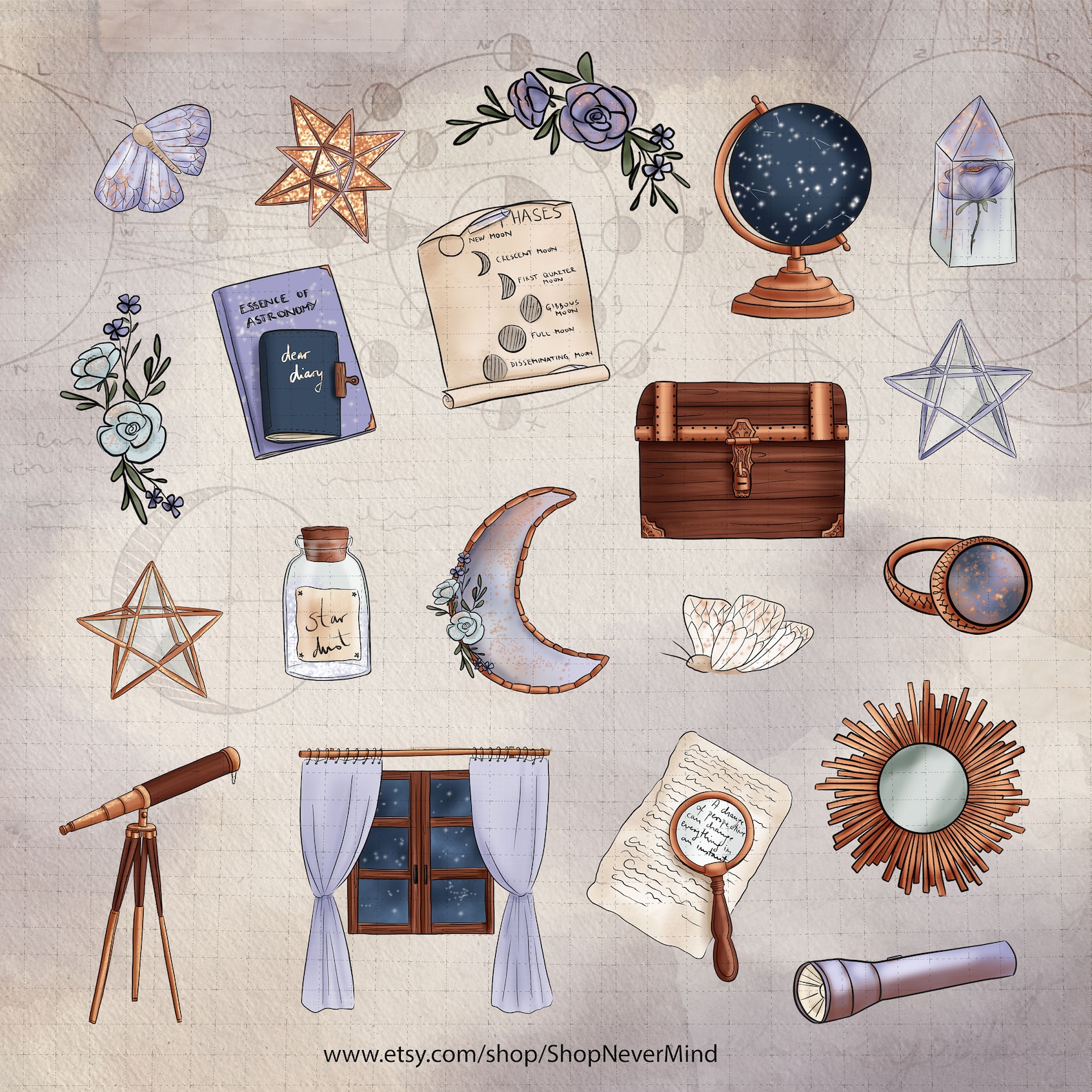 Stars Clipart Kit Galaxy Clip Art Set Commercial Use Starry - Etsy