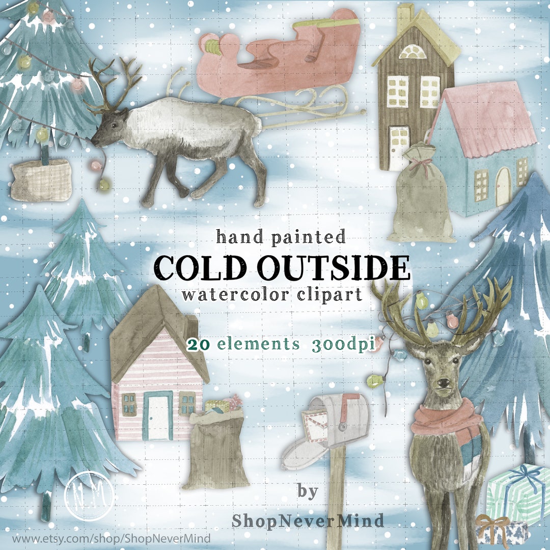 Christmas Clip Art Commercial Use Watercolor Christmas Tree Reindeer ...