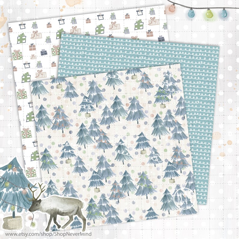 Christmas Paper Pack Commercial Use Winter Snow Digital Paper | Etsy