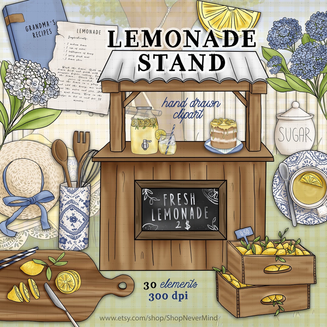 Lemonade Clipart Kit Lemonade Stand Digital Clip Art Commercial Use ...