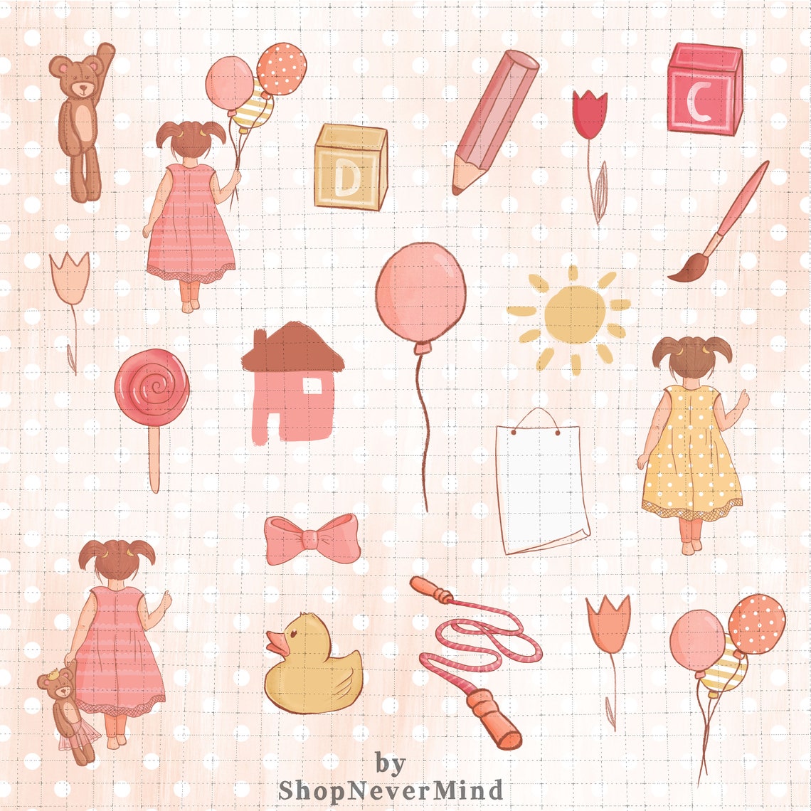 Baby Clipart Kit Baby Girl Digital Clip Art Nursery Baby | Etsy