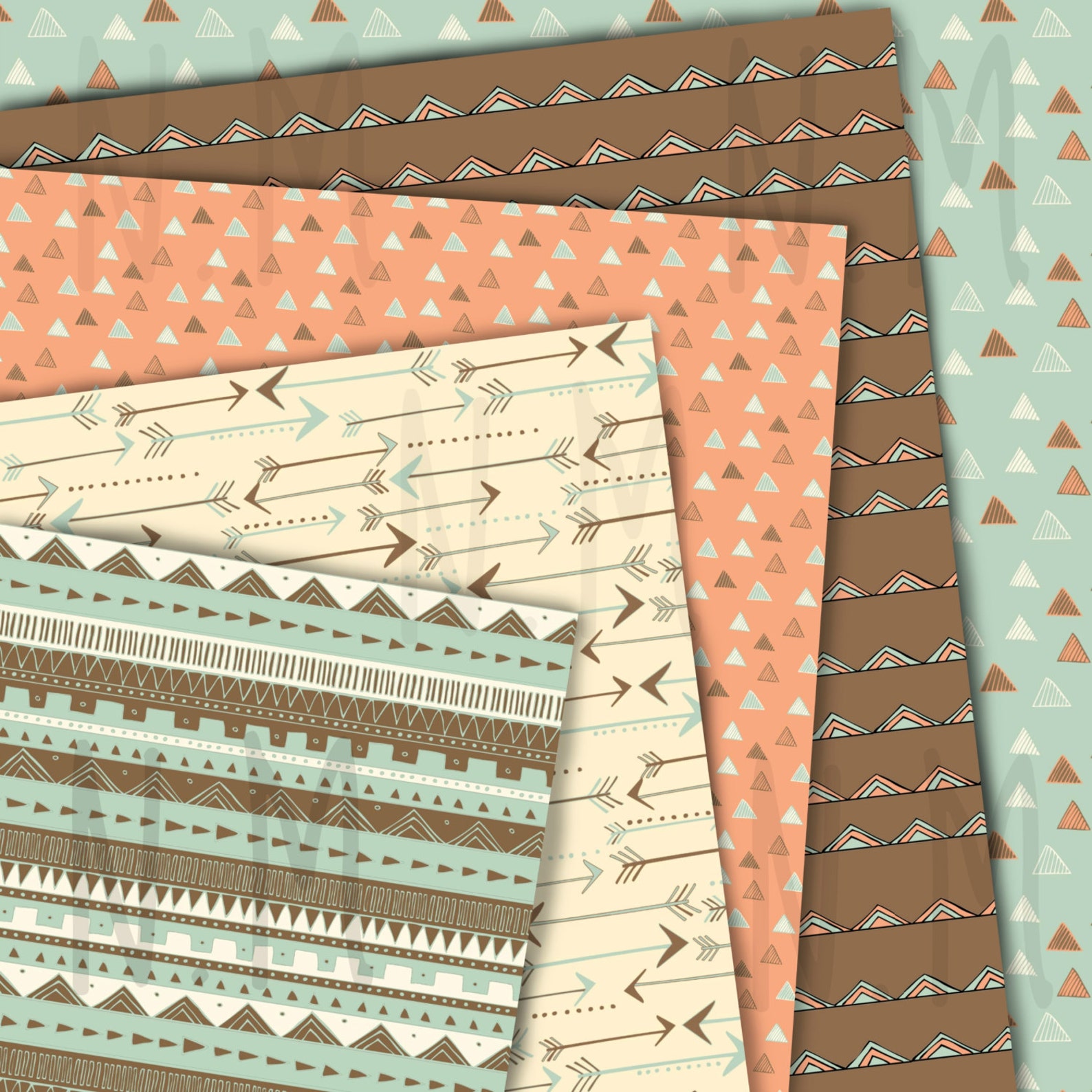 Aztec Digital Paper Pack Pastel Tribal Pattern Paper Aztec - Etsy