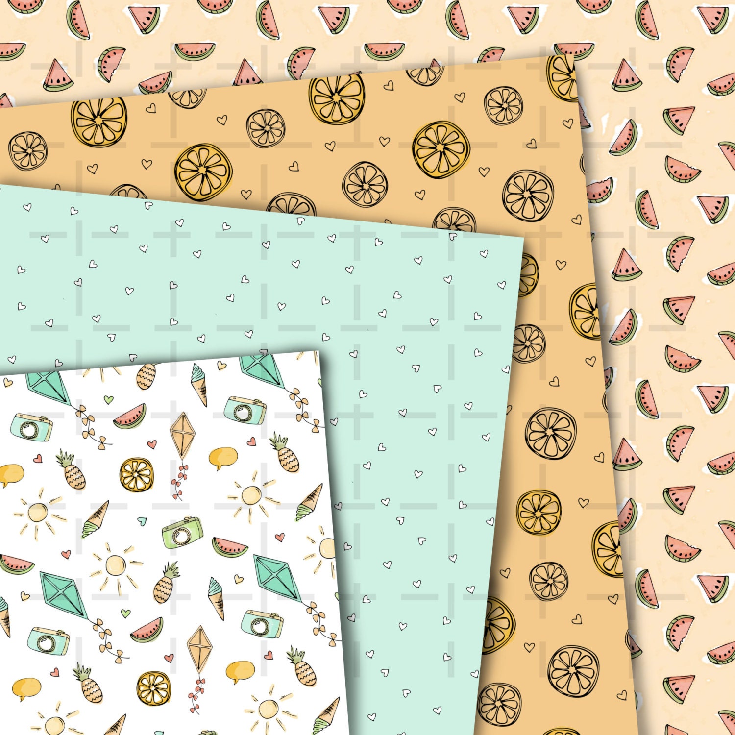 Summer Digital Paper Pack Pastel Summer Digital Pattern Fun - Etsy