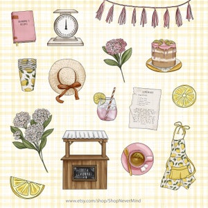Pink Lemonade Clipart Kit Lemonade Stand Digital Clip Art Commercial ...