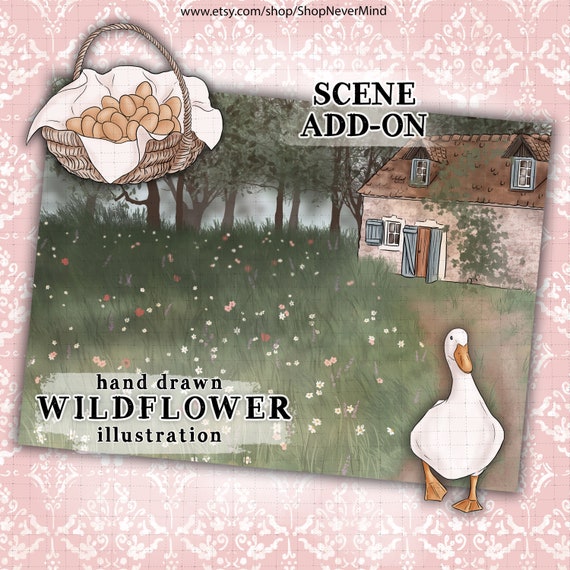 Cottage Scene Illustration Cottagecore Scene Commercial Use | Etsy