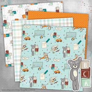 Baby Boy Digital Paper Pack Nursery Baby Shower Digital Pattern ...