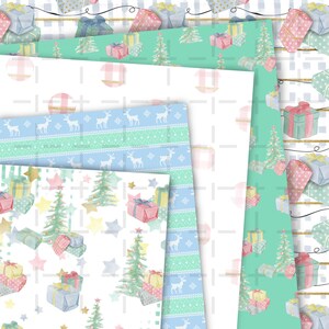 Christmas Digital Paper Pack Pastel Christmas Digital Pattern Cute ...