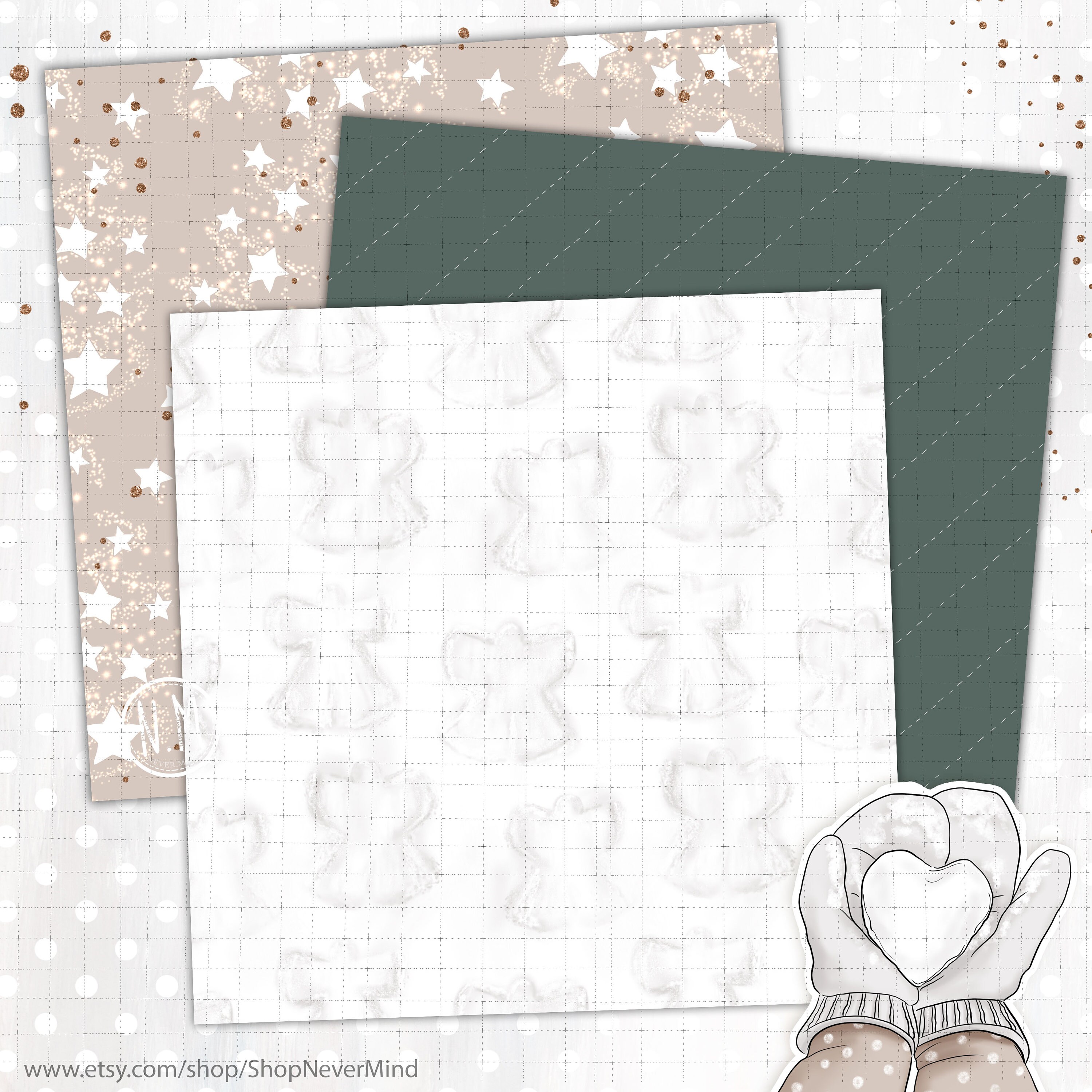 Christmas Digital Paper Pack White Christmas Digital Pattern | Etsy