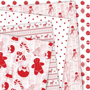 Red and White Christmas Digital Paper Pack, Christmas Digital Pattern ...