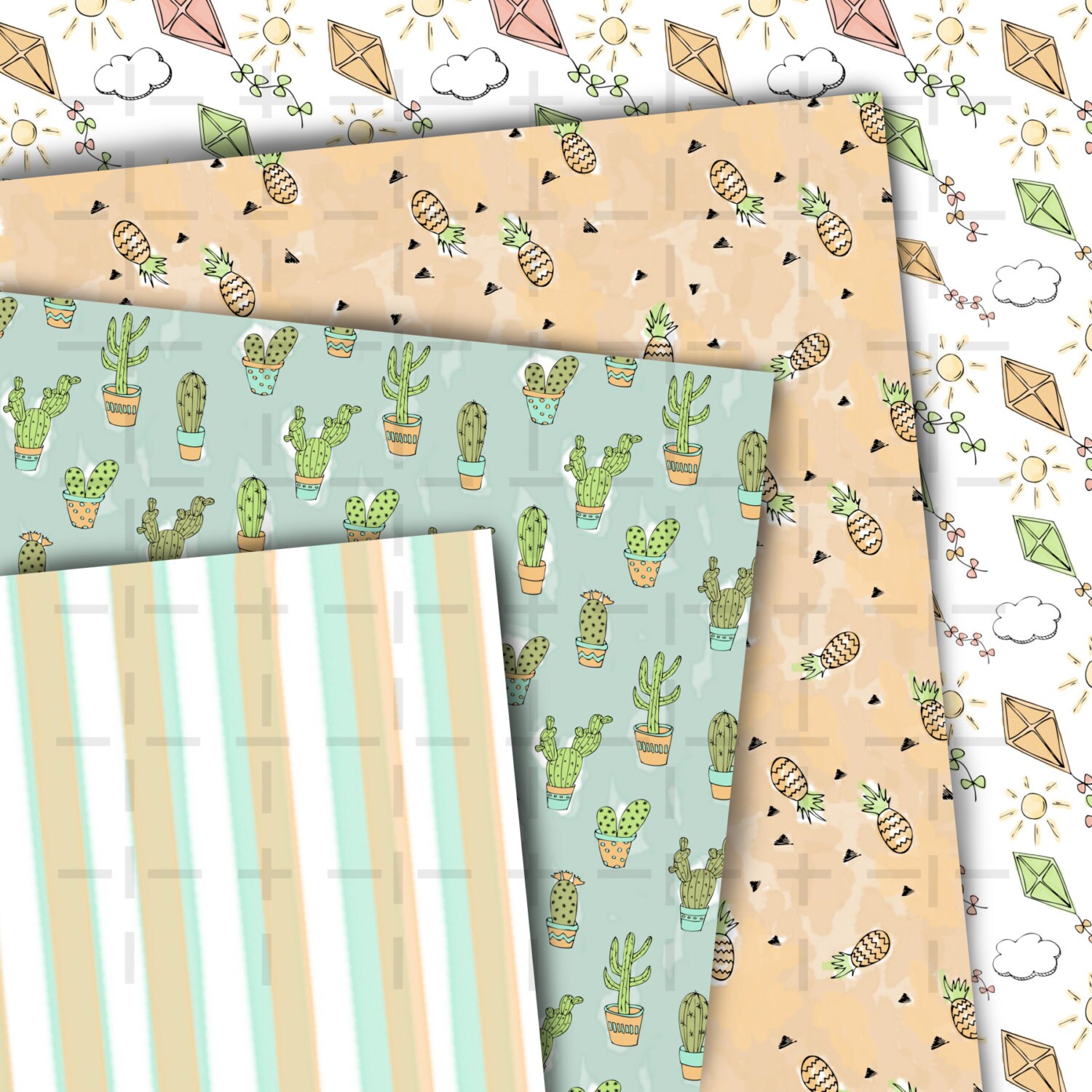 Summer Digital Paper Pack Pastel Summer Digital Pattern Fun | Etsy