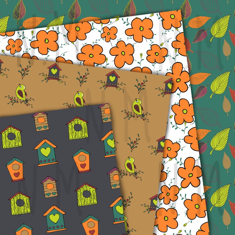 Bird House Digital Paper Pack Birds Digital Pattern Cute Birds - Etsy