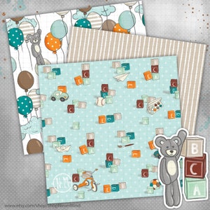 Baby Boy Digital Paper Pack Nursery Baby Shower Digital Pattern ...