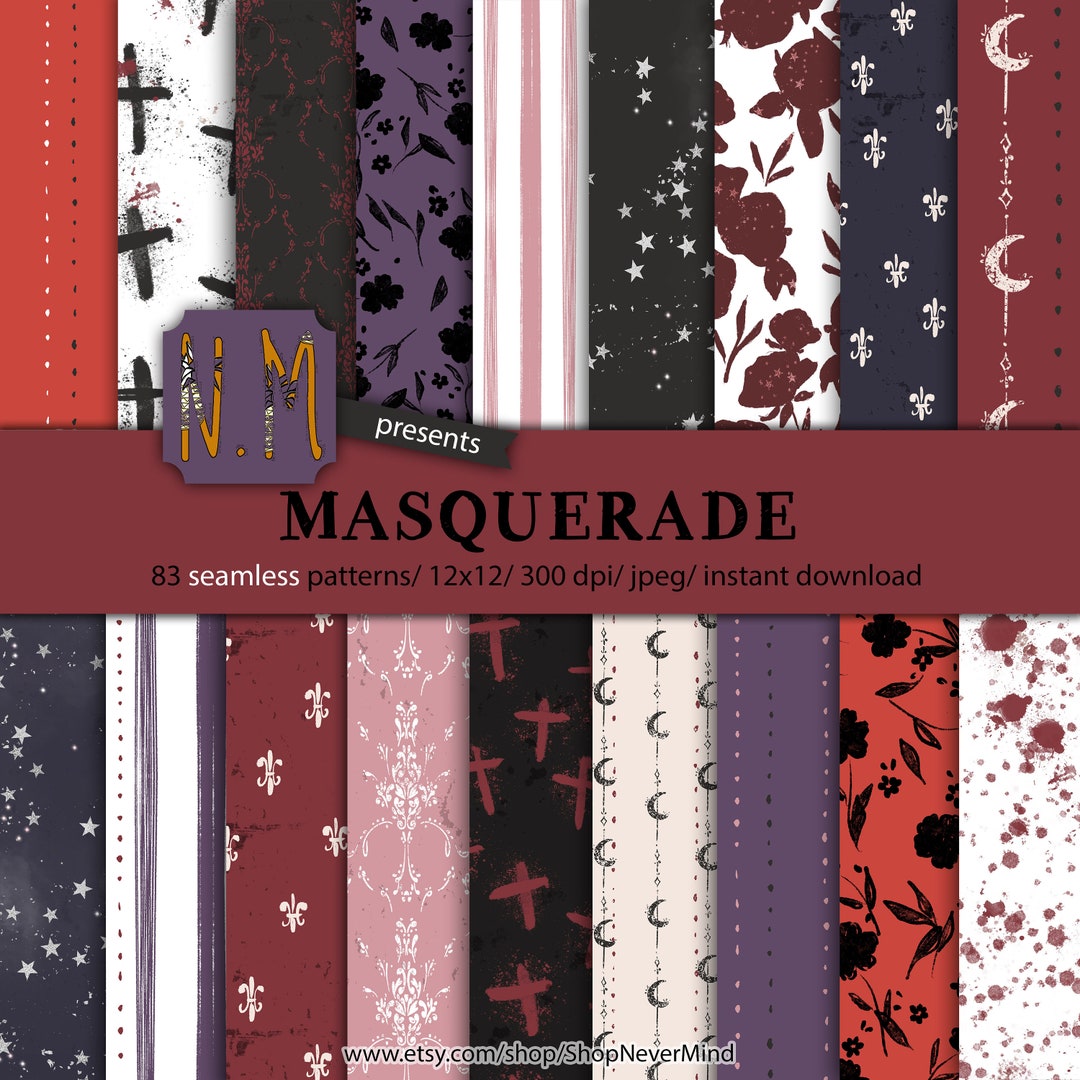 Halloween Paper Pack Masquerade Ball Digital Pattern Commercial Use ...