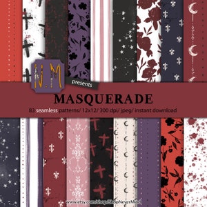 Halloween Paper Pack Masquerade Ball Digital Pattern Commercial Use ...