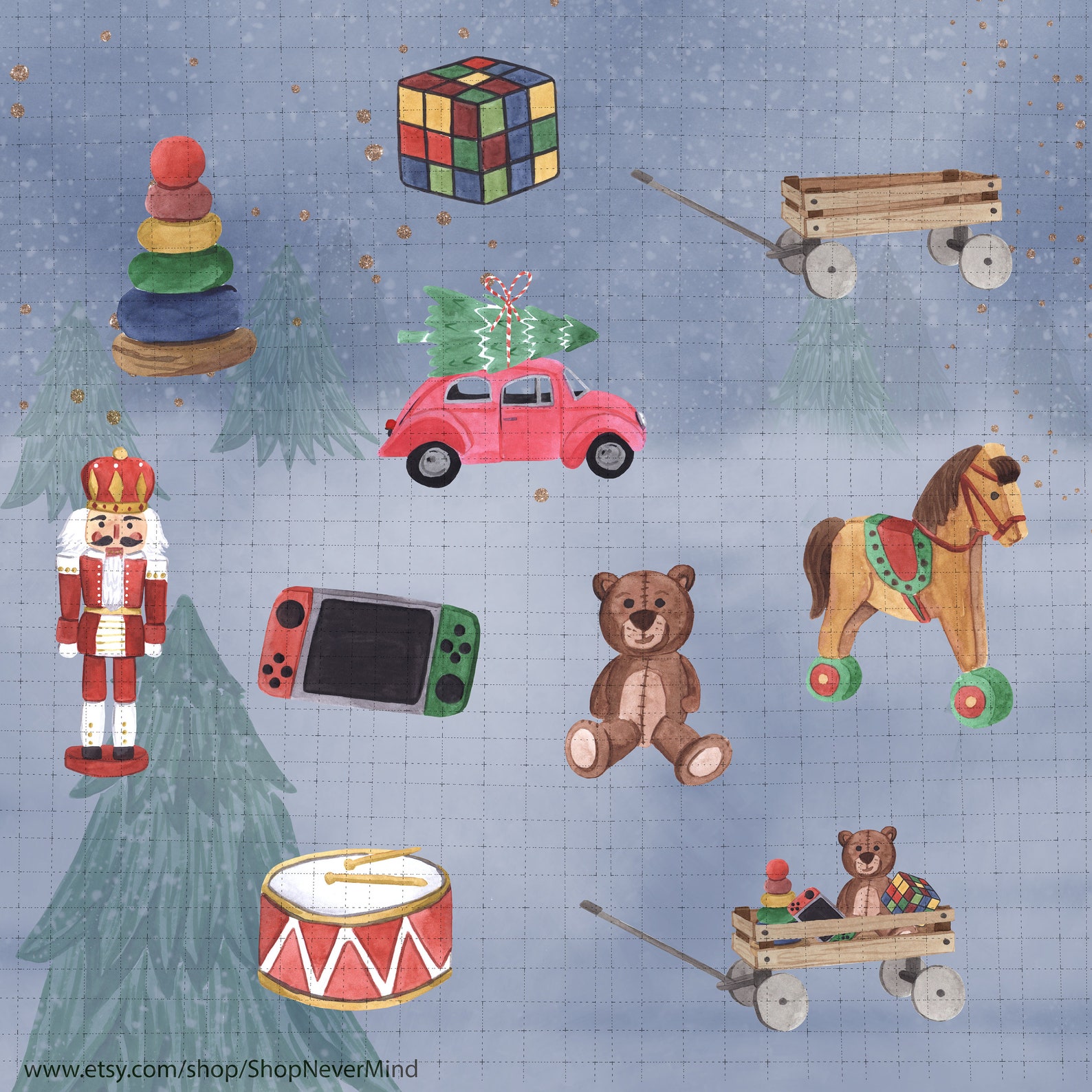 Christmas Toy Store Clip Art Kit Commercial Use Winter Scene - Etsy