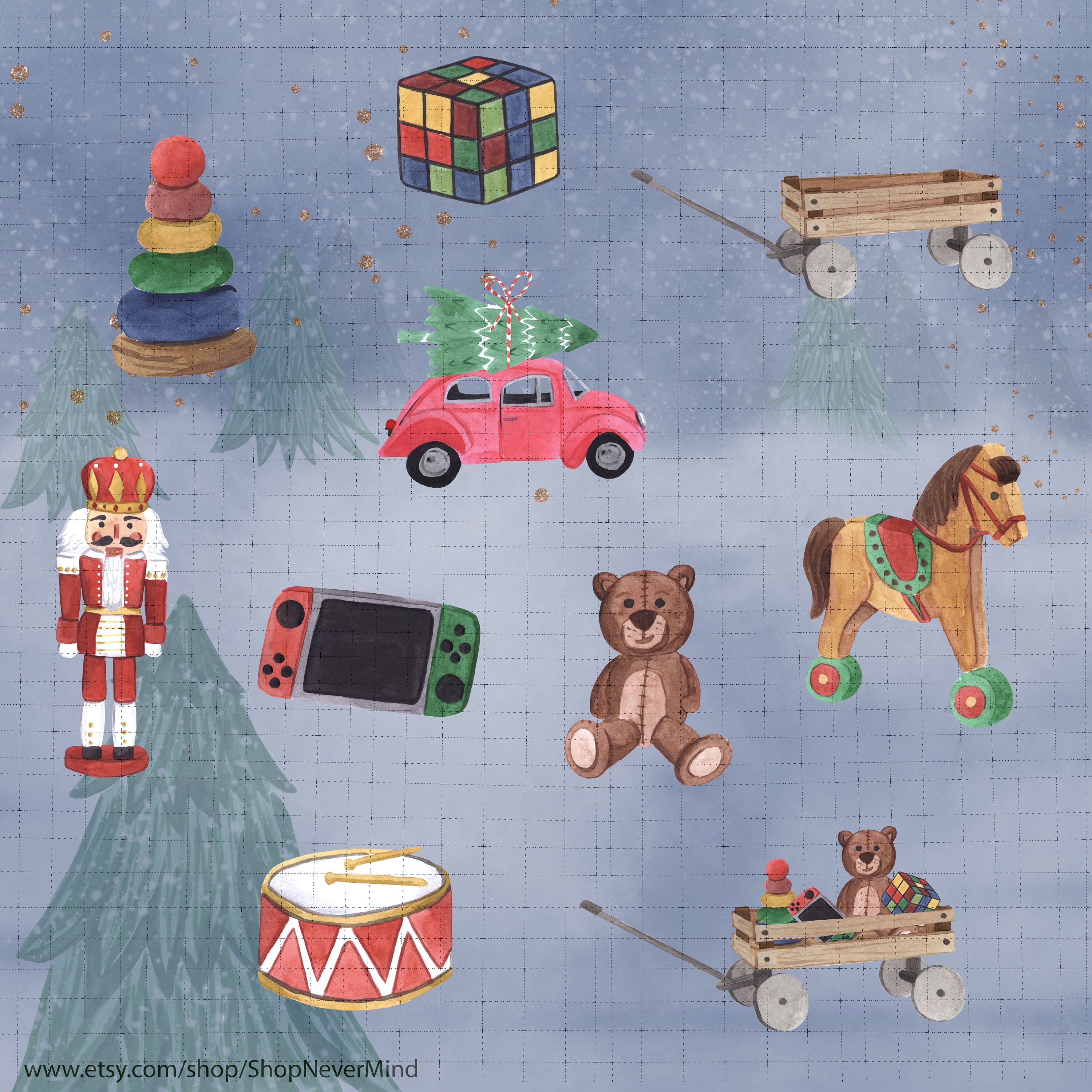 Christmas Toy Store Clip Art Kit Commercial Use Winter Scene - Etsy