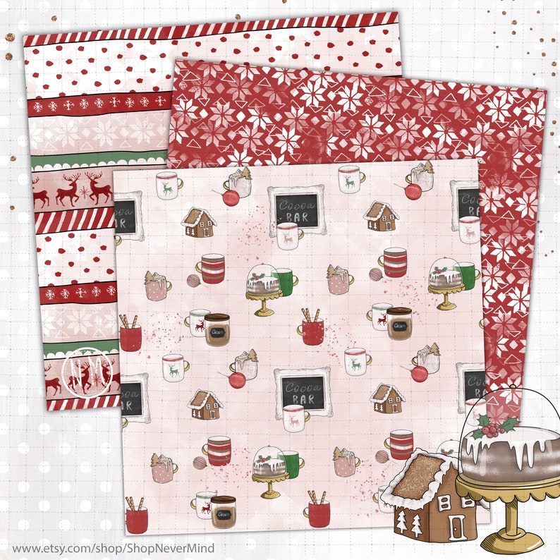 Christmas Digital Paper Pack Decorating for Christmas Classic Winter ...