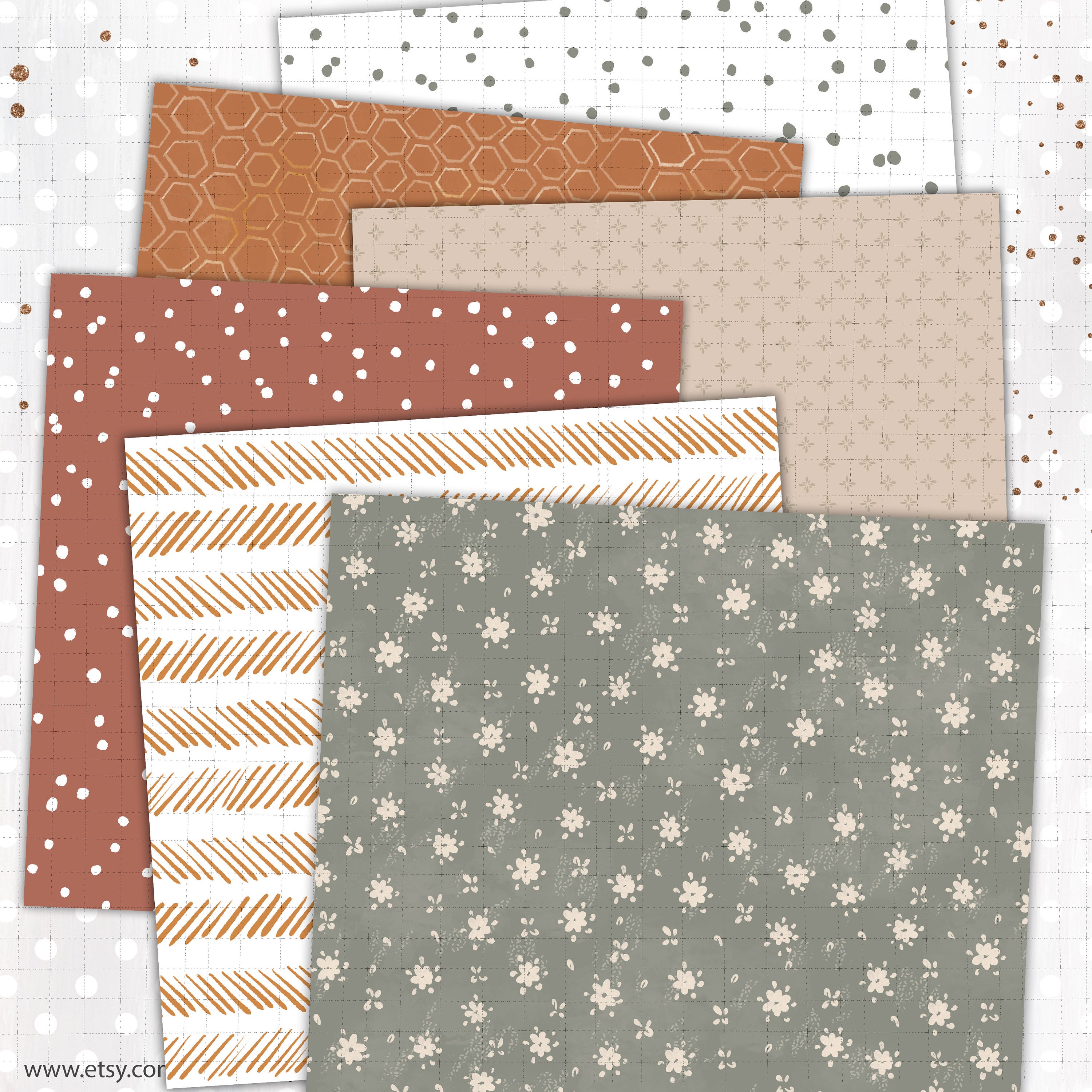Fall Paper Pack Autumn Rain Digital Pattern Commercial Use - Etsy