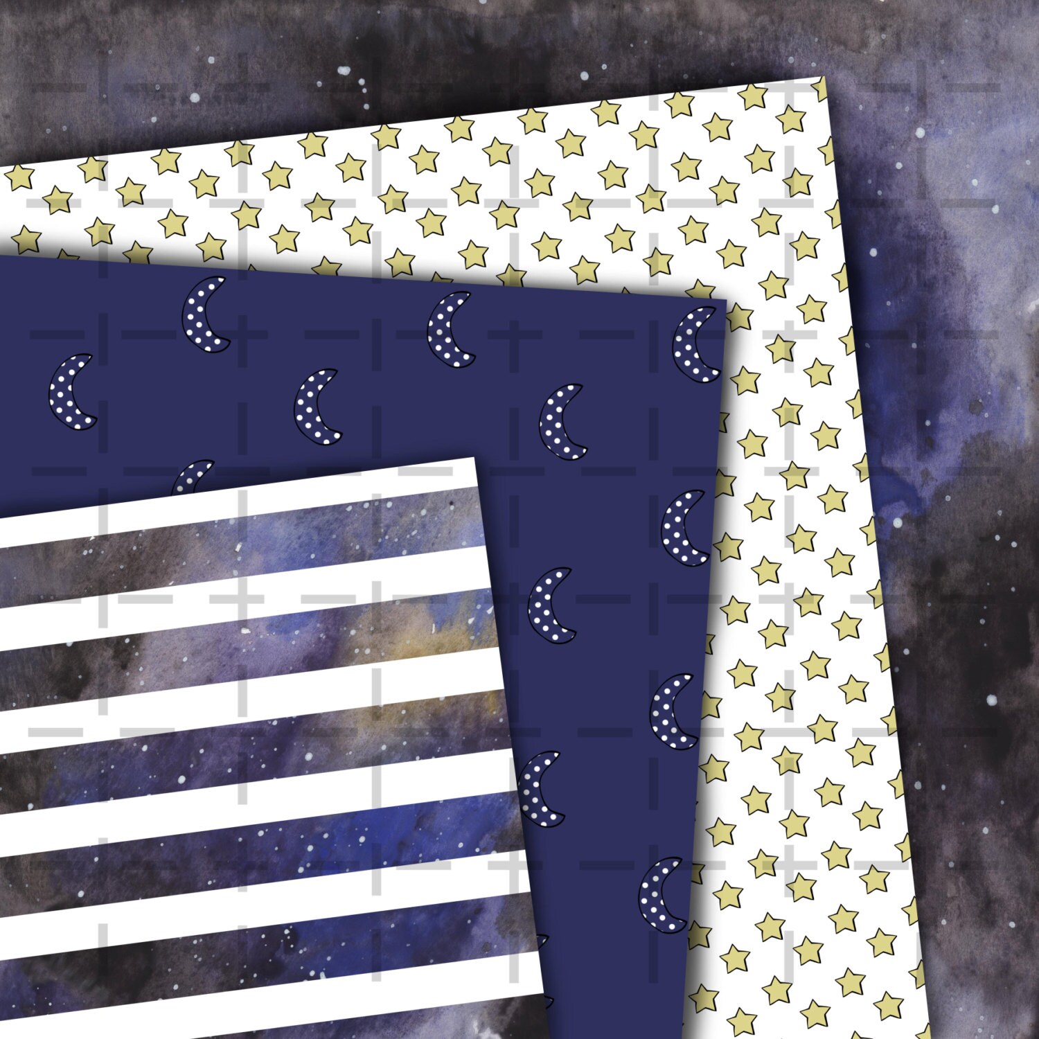 Starry Night Digital Paper Pack Stargazing Digital Pattern - Etsy