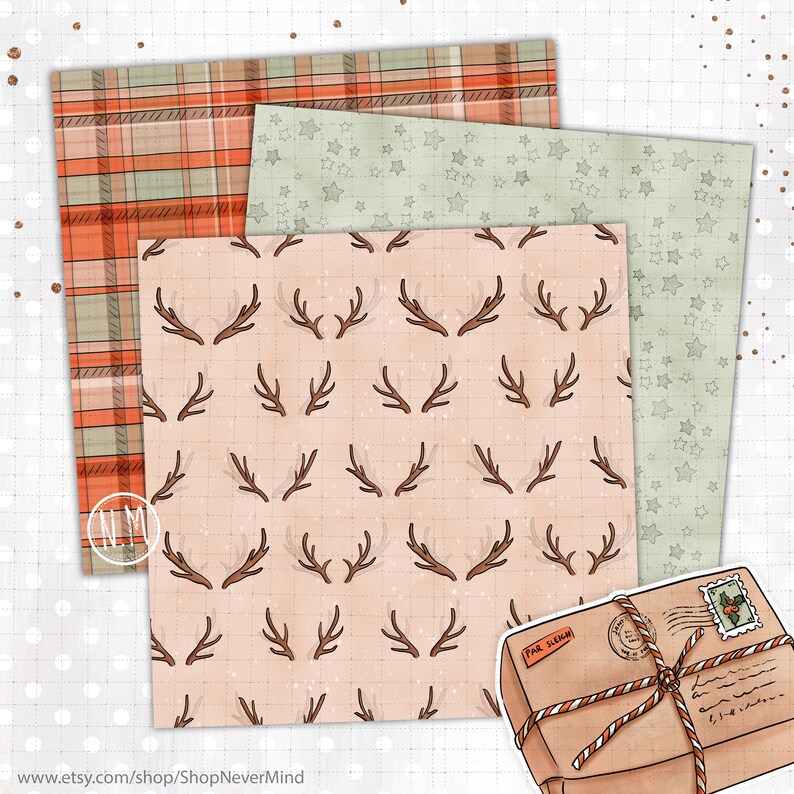 Christmas Digital Paper Pack Letters to Santa Digital Pattern - Etsy