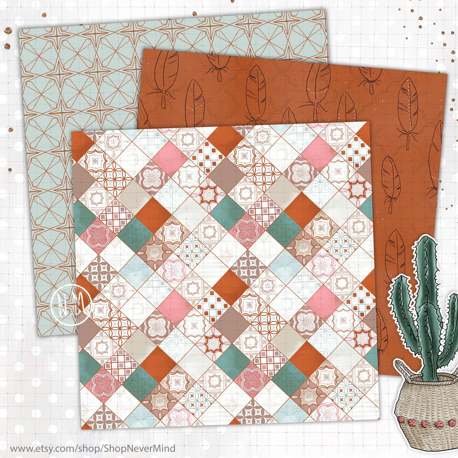 Boho Digital Paper Pack Bohemian Summer Digital Pattern - Etsy