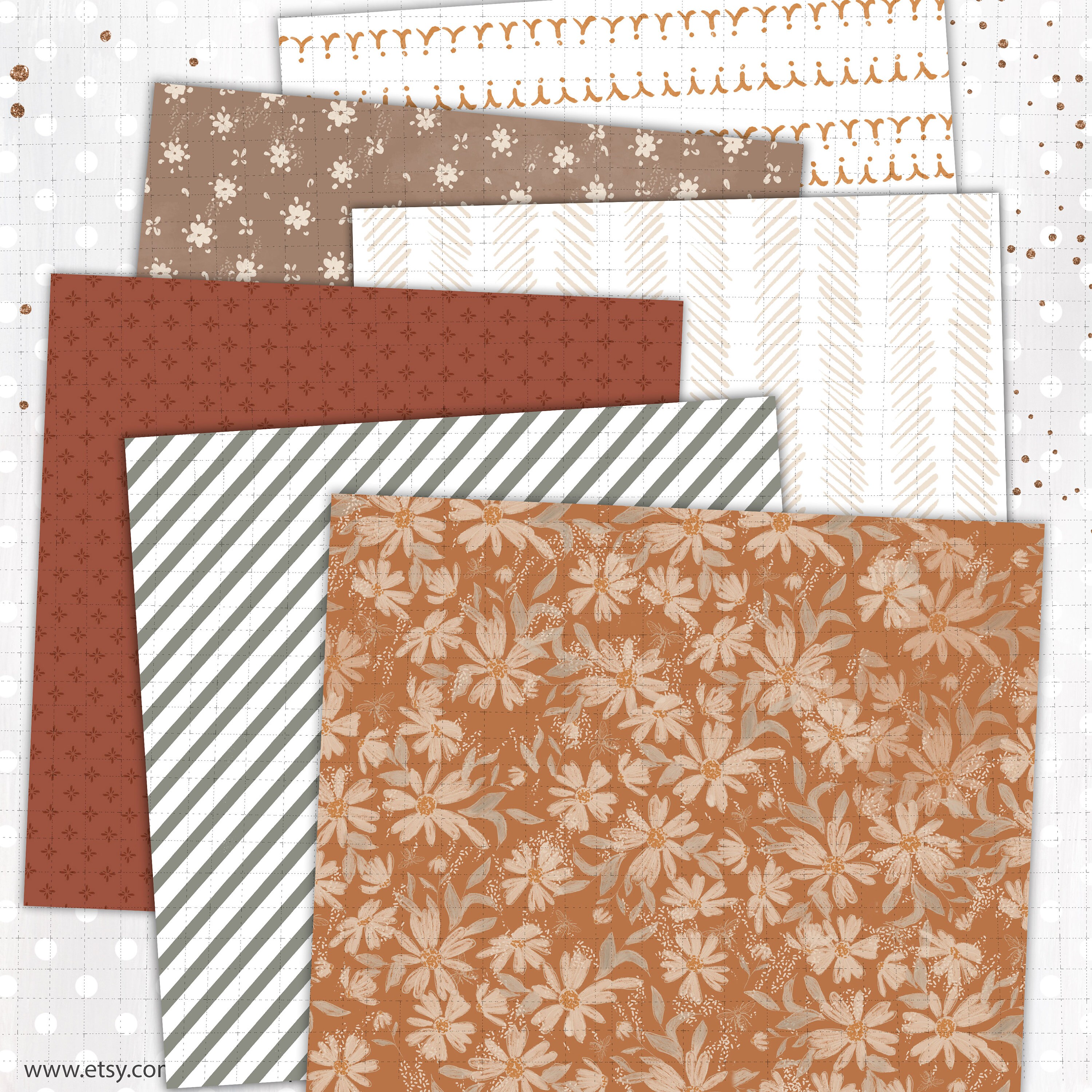 Fall Paper Pack Autumn Rain Digital Pattern Commercial Use - Etsy