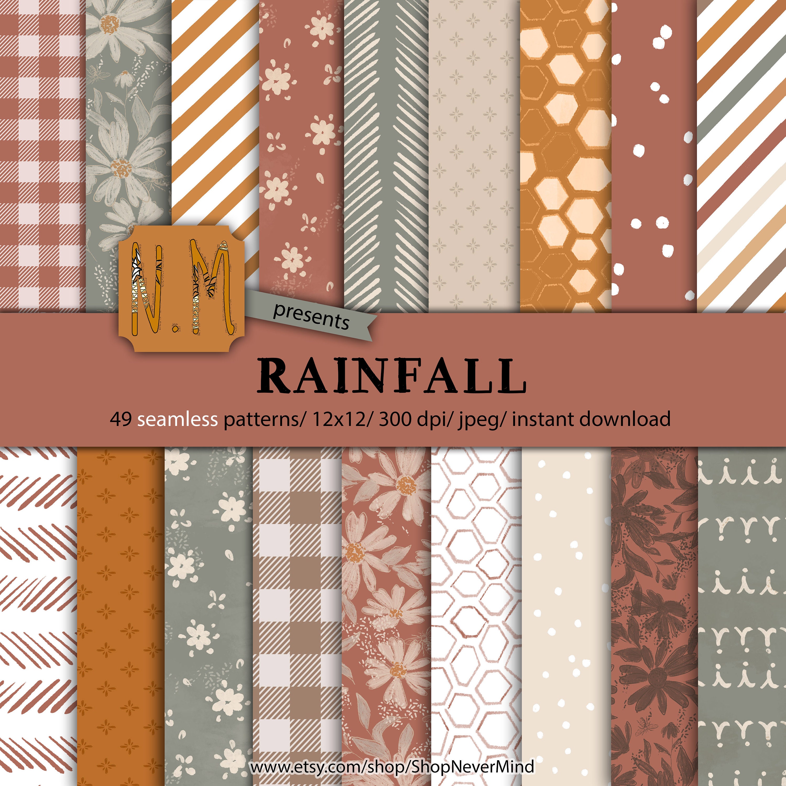 Fall Paper Pack Autumn Rain Digital Pattern Commercial Use - Etsy