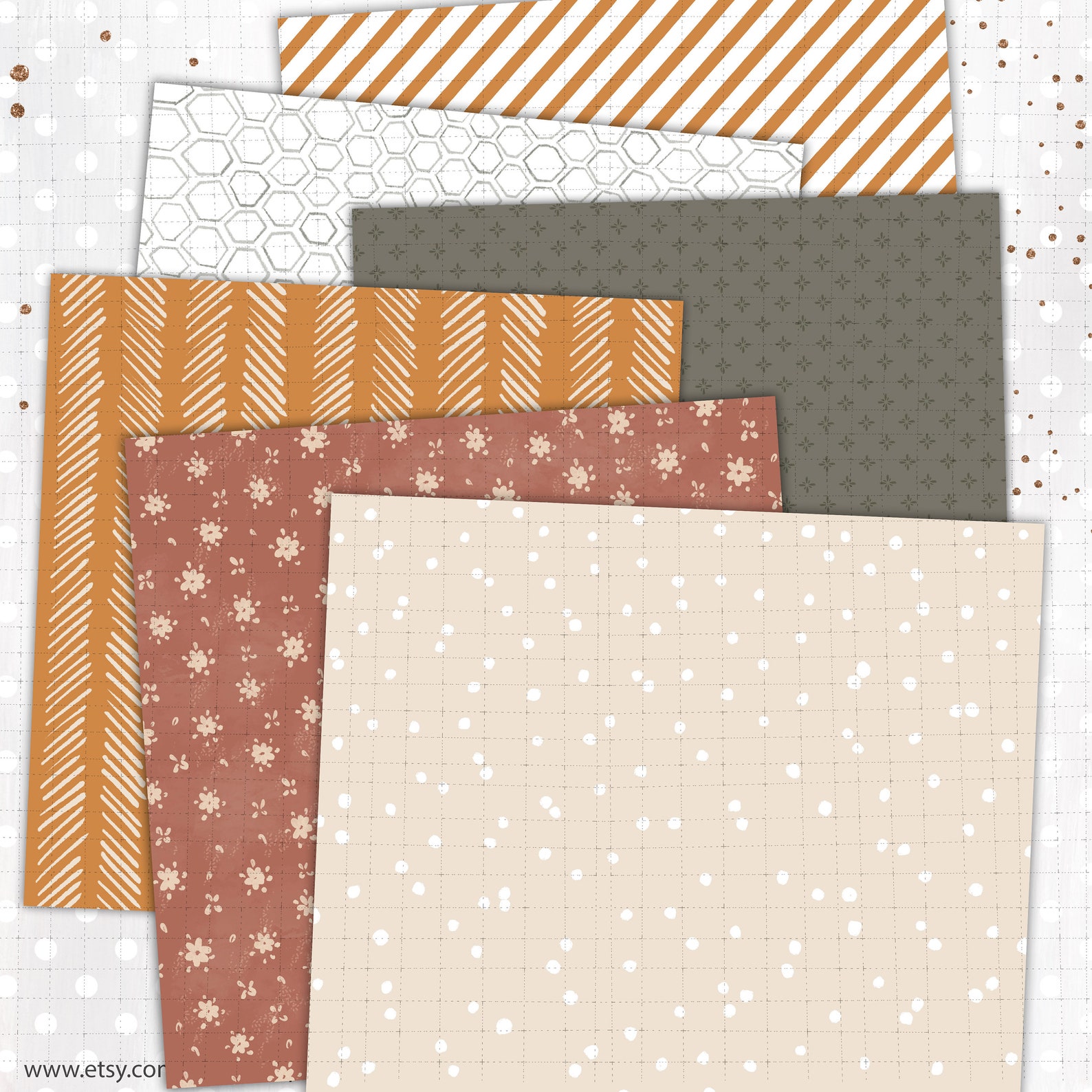 Fall Paper Pack Autumn Rain Digital Pattern Commercial Use - Etsy
