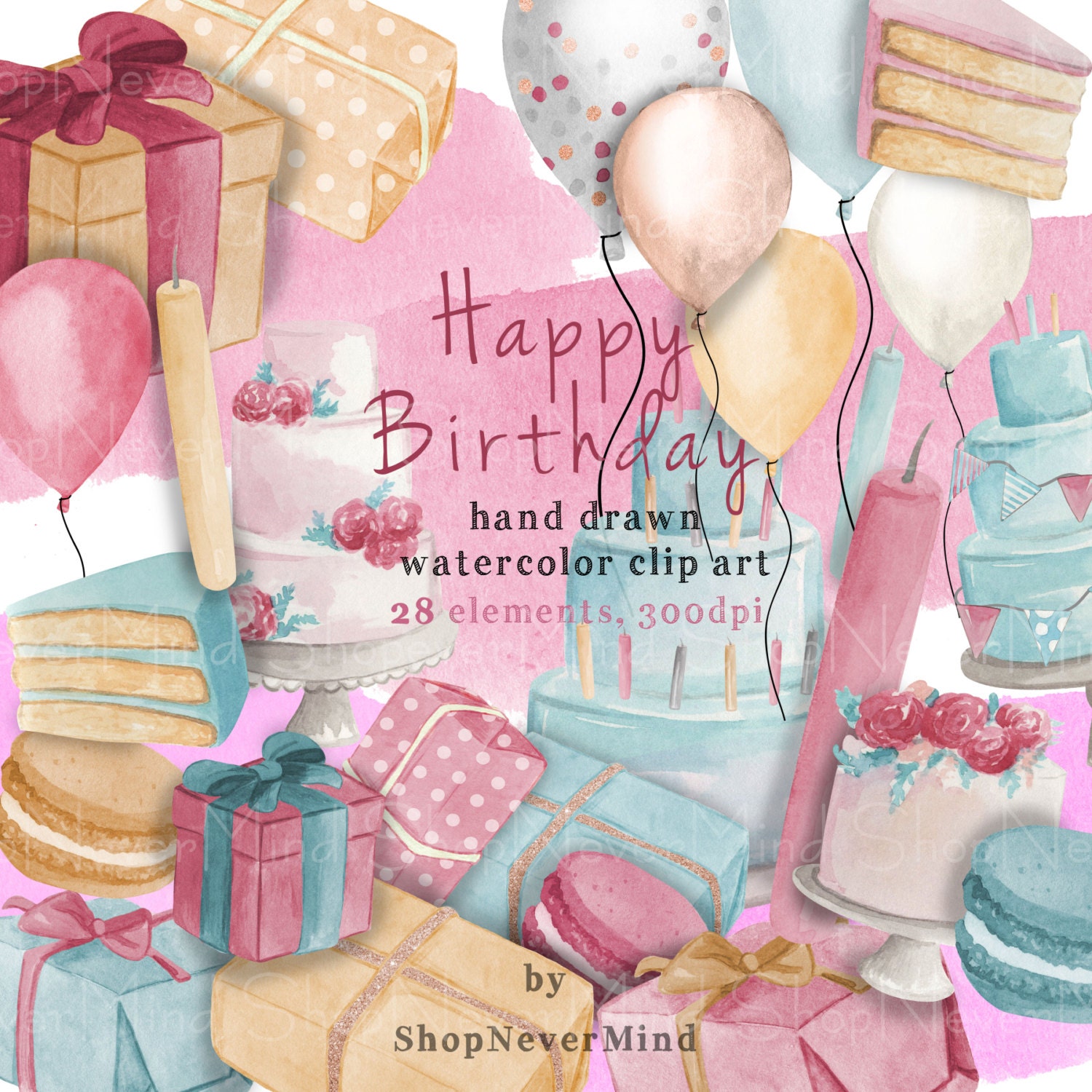 Birthday Balloons And Cake Clip Art