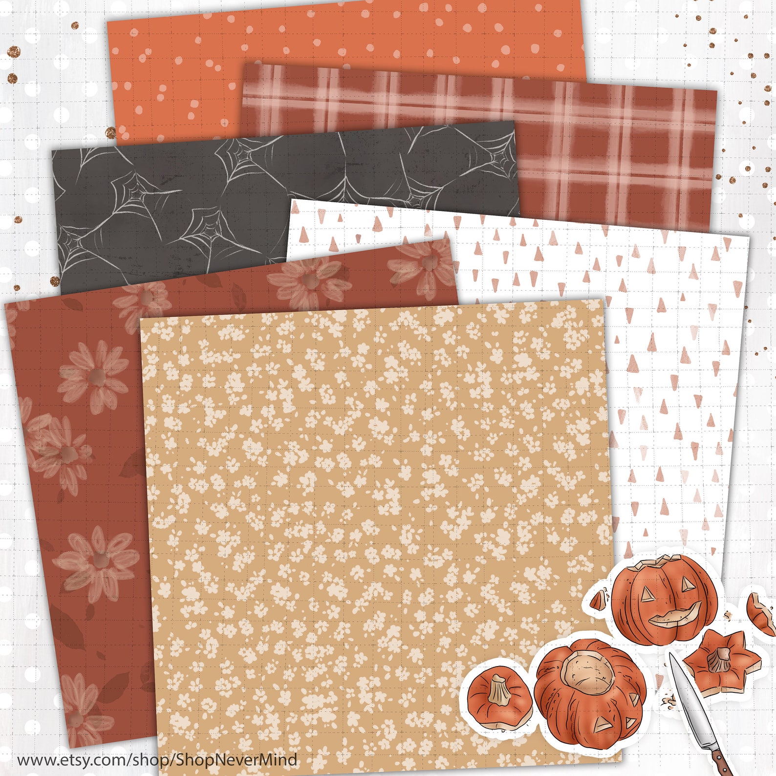 Fall Digital Paper Pack Fall Digital Pattern Commercial Use | Etsy