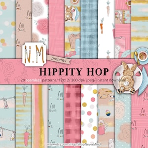 Easter Digital Paper Pack Easter Bunny Digital Pattern Commercial Use ...