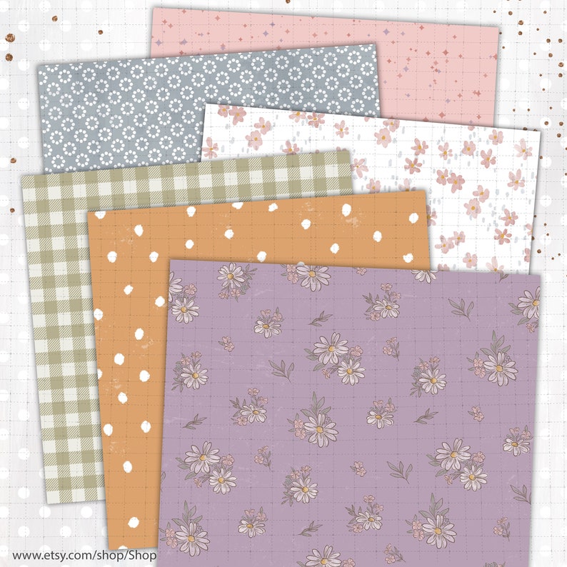 Spring Paper Pack Spring Flowers Digital Pattern Commercial - Etsy