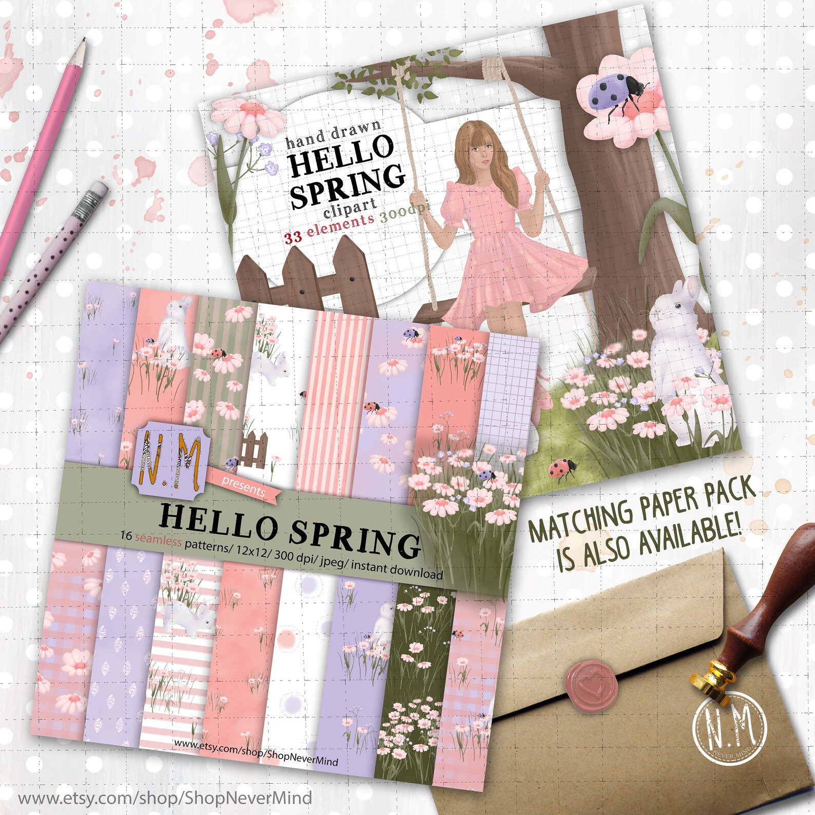 Spring Clipart Kit Easter Digital Clip Art Commercial Use - Etsy