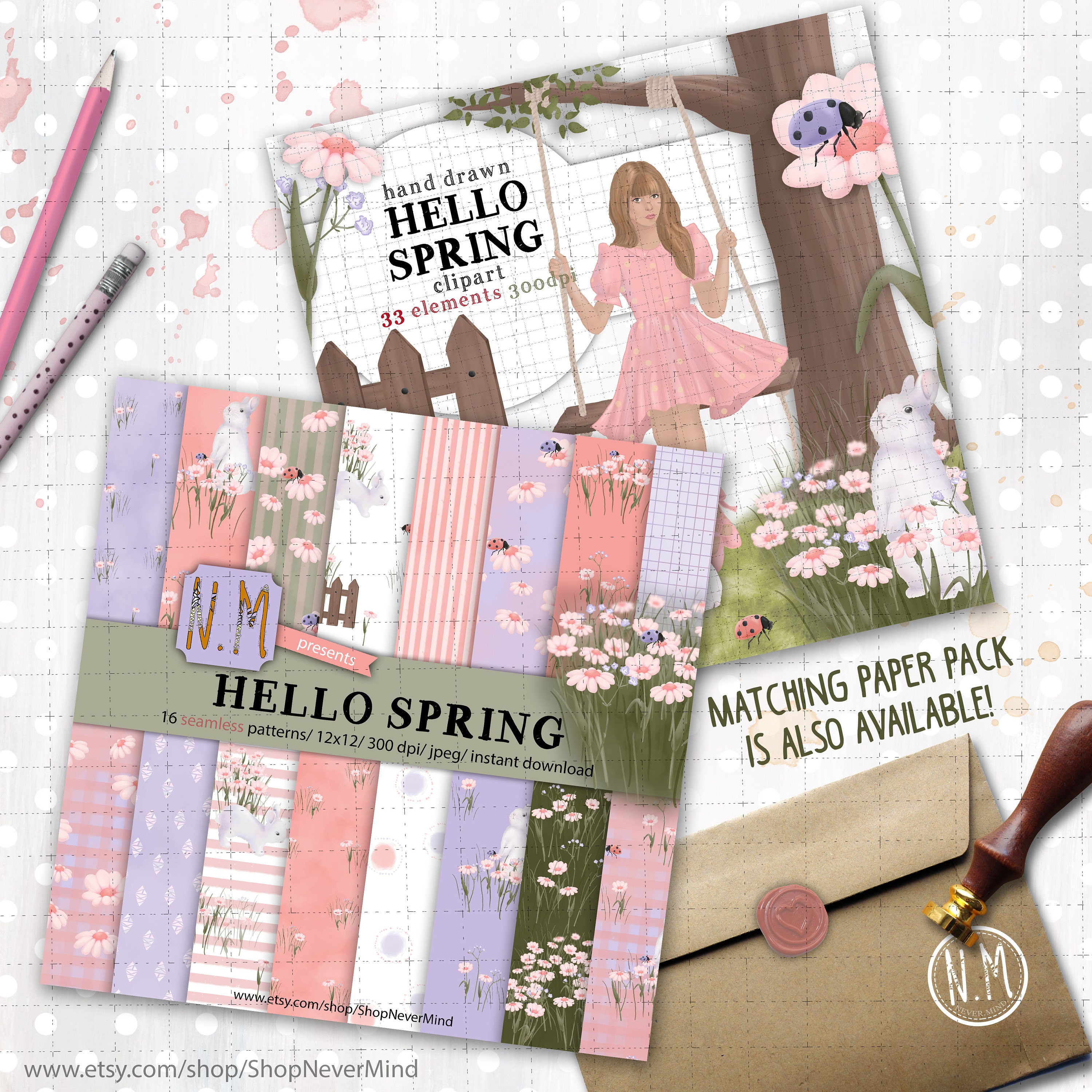 Spring Clipart Kit Easter Digital Clip Art Commercial Use - Etsy